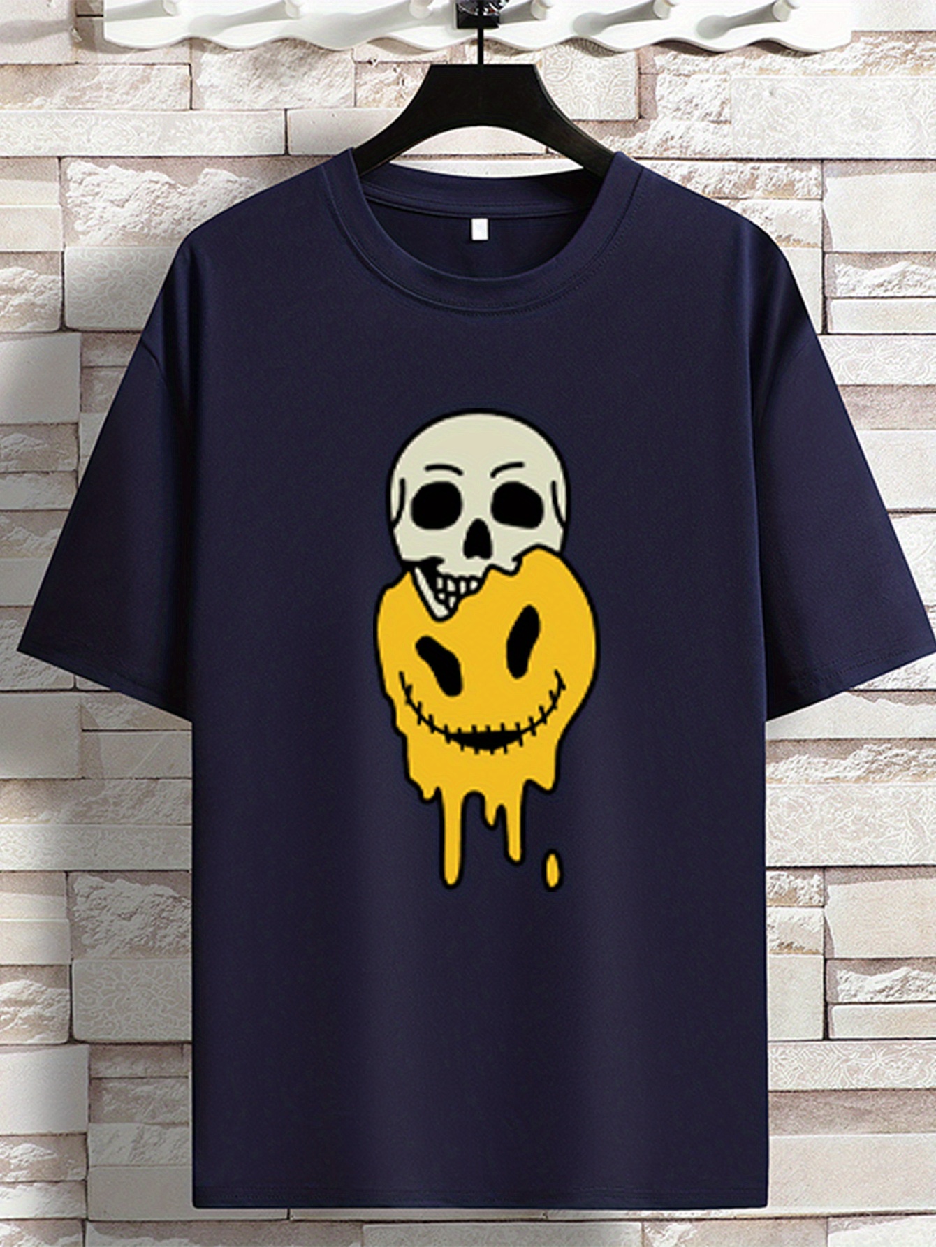 Plus Size Mens Trendy Melting Face Graphic Tees Comfy Temu United