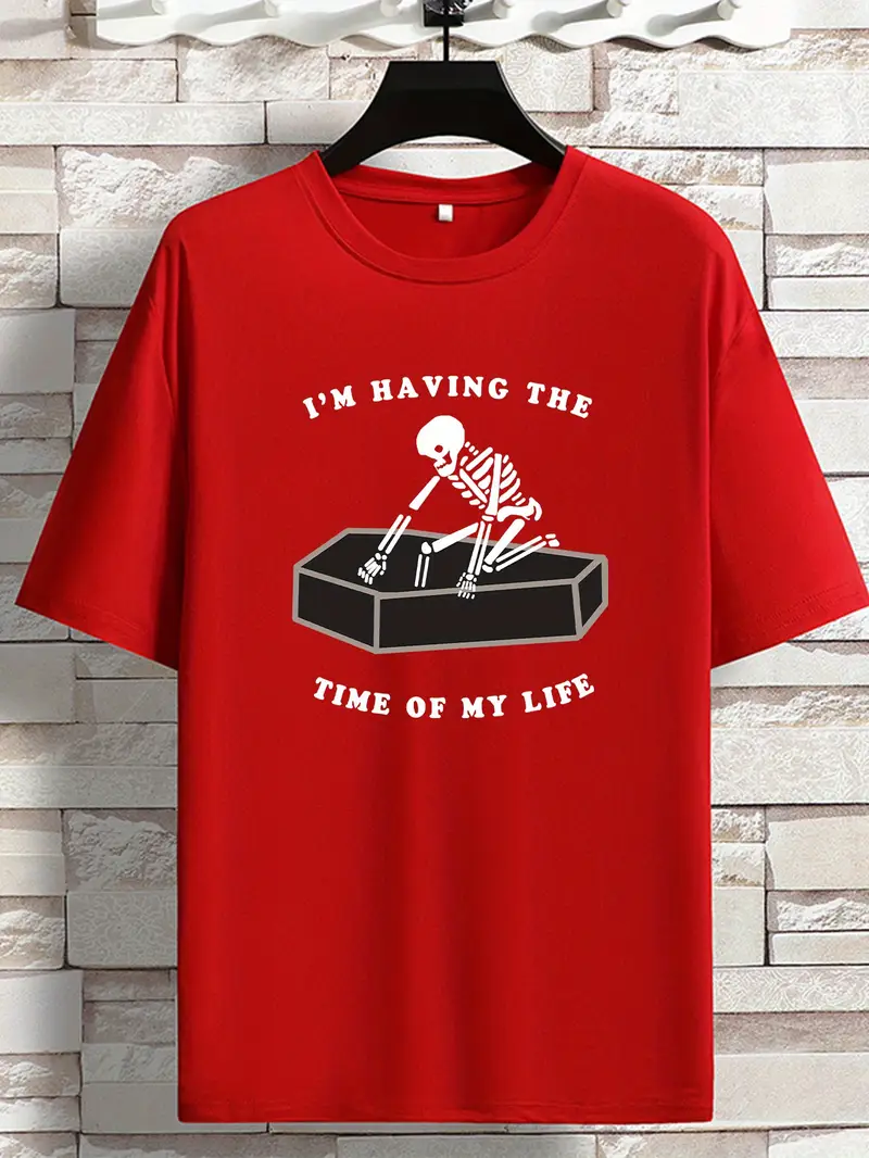 Plus Size Mens Trendy Skull Graphic Tees Comfy Stretch Temu