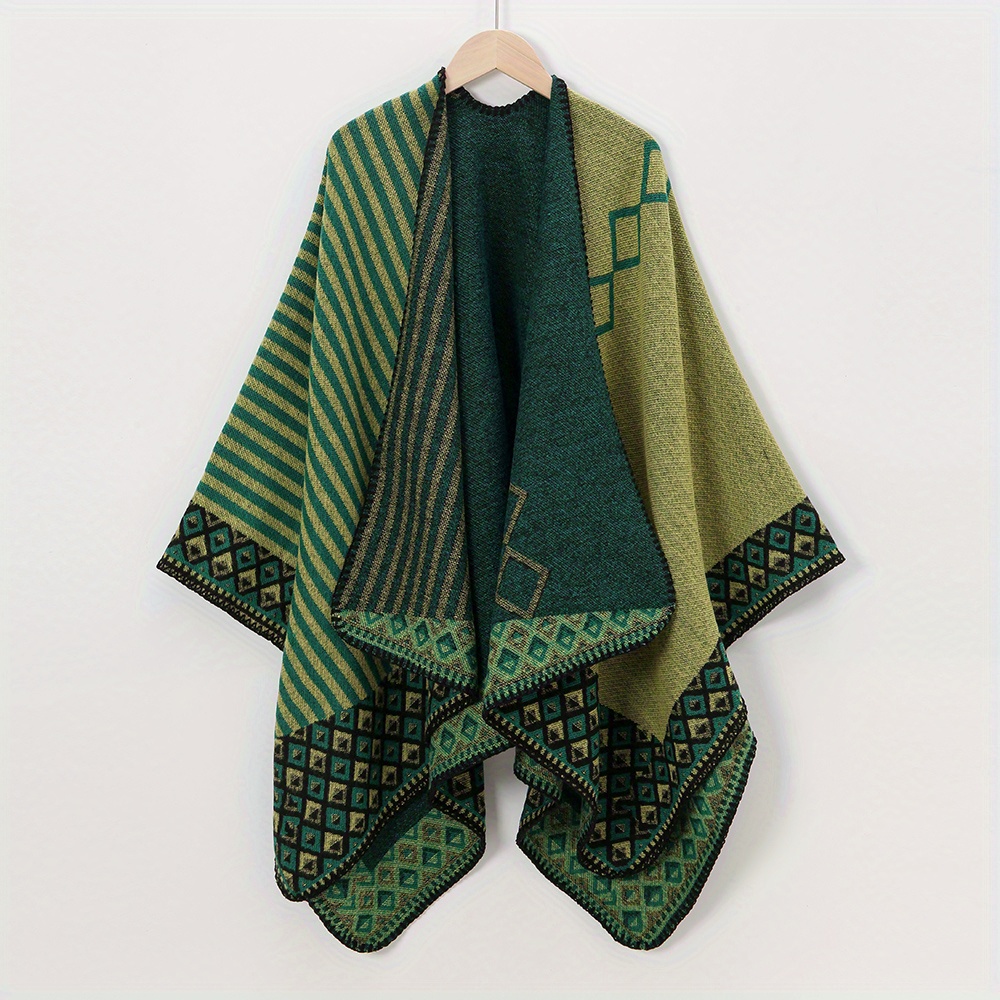 Oversized Print Blanket Shawl Classic Geometric - Temu Canada