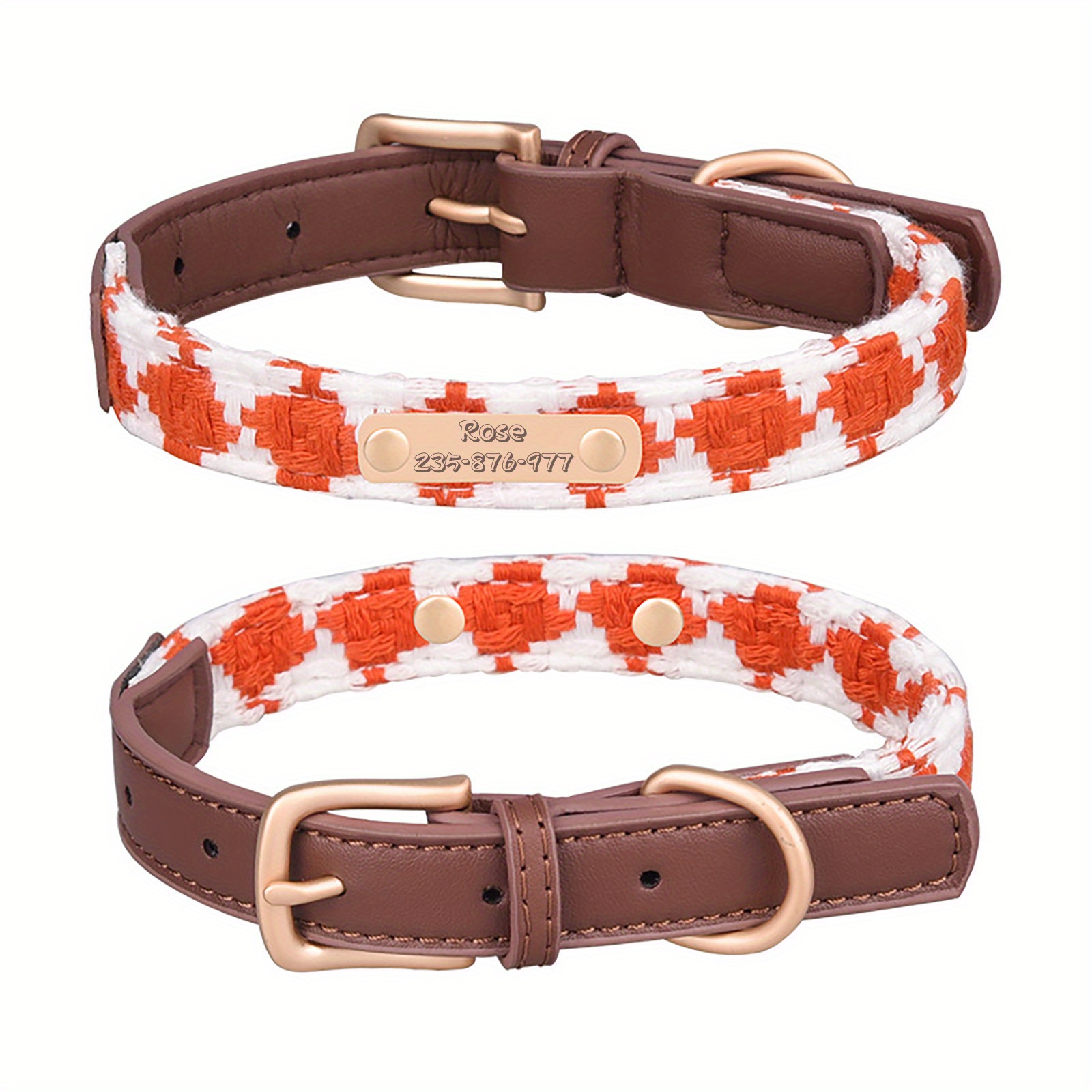 Custom Orange Braided Pet Collar Breathable Comfortable Dog - Temu Norway
