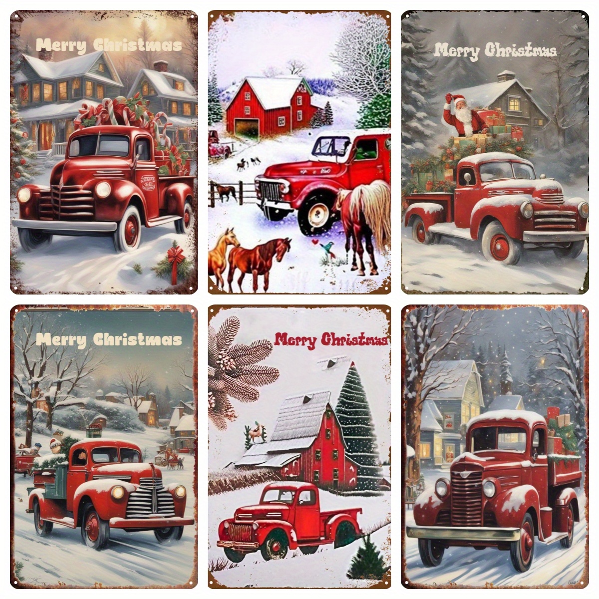 Christmas Metal Tin Signs Vintage Plaque Decor Wall Art Room - Temu ...