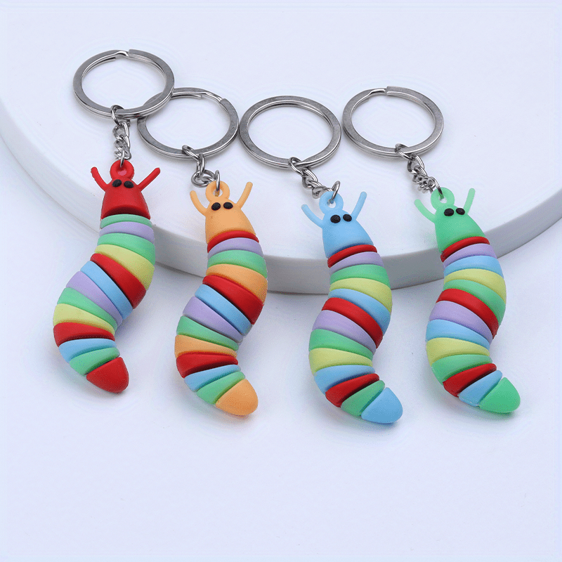 Boys Novelty Keychain Colorful Caterpillar Funny Keychain - Temu United ...