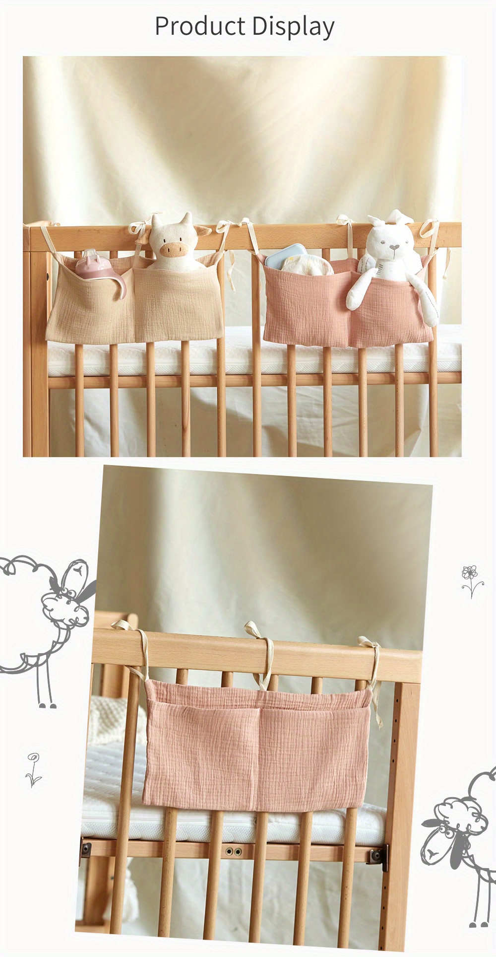 Baby Crib Storage Hanging Bag Stroller Pure Cotton - Temu Canada