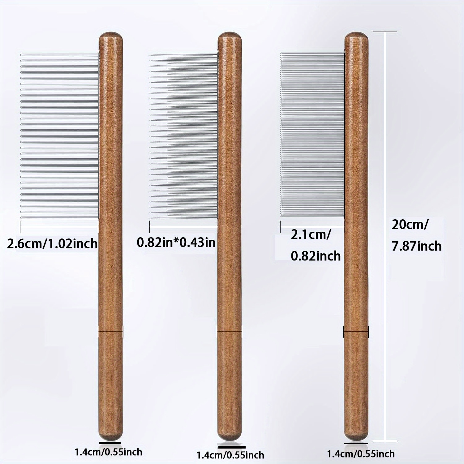 Pet Comb Cylindrical Wooden Handle Stainless Steel Teeth - Temu Portugal
