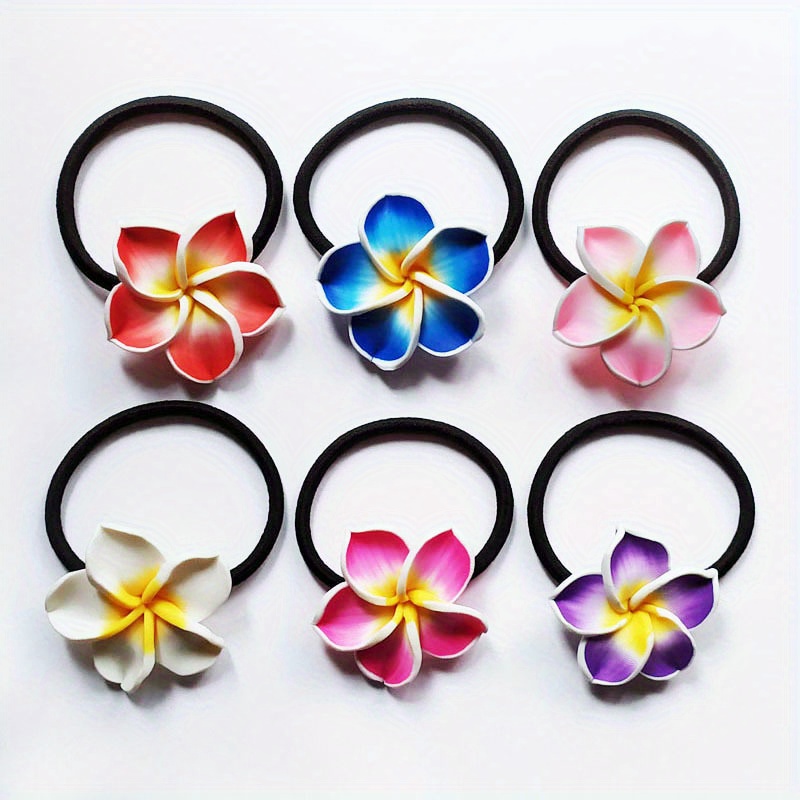 Flower Hair Ring Creative Soft Pottery Material Elastic Hair - Temu Canada