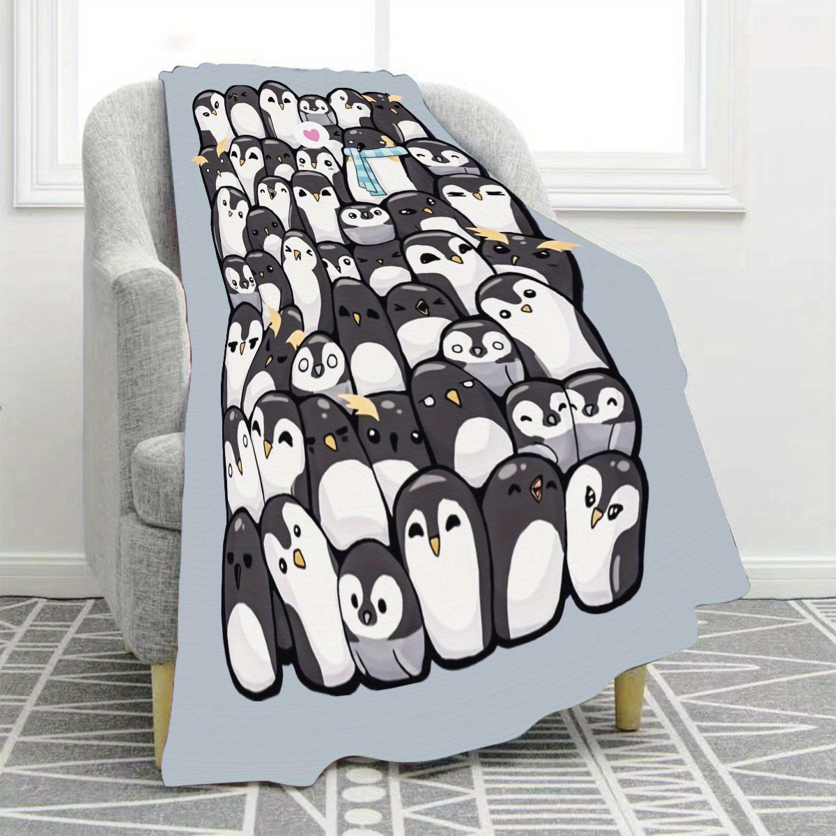 Cute Cartoon Penguin Personalized Pattern Blanket - Temu Australia