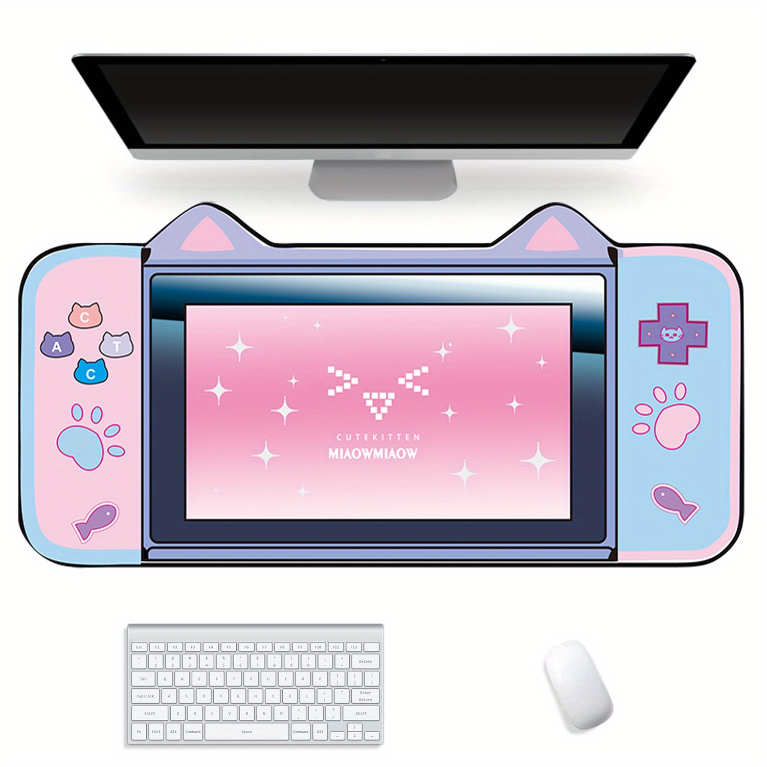 Kawaii Pink Cartoon Cute Cat Ear E sport Mouse Pad Pc Xl - Temu