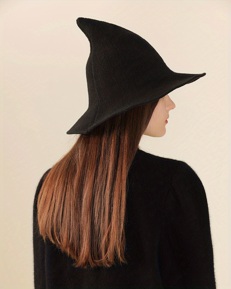 Halloween Knitted Witch Hat Large Brim Fashionable Creative - Temu Norway