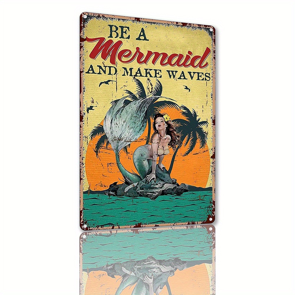 Mermaid Metal Tin Sign A Mermaid Iron Painting - Temu Australia