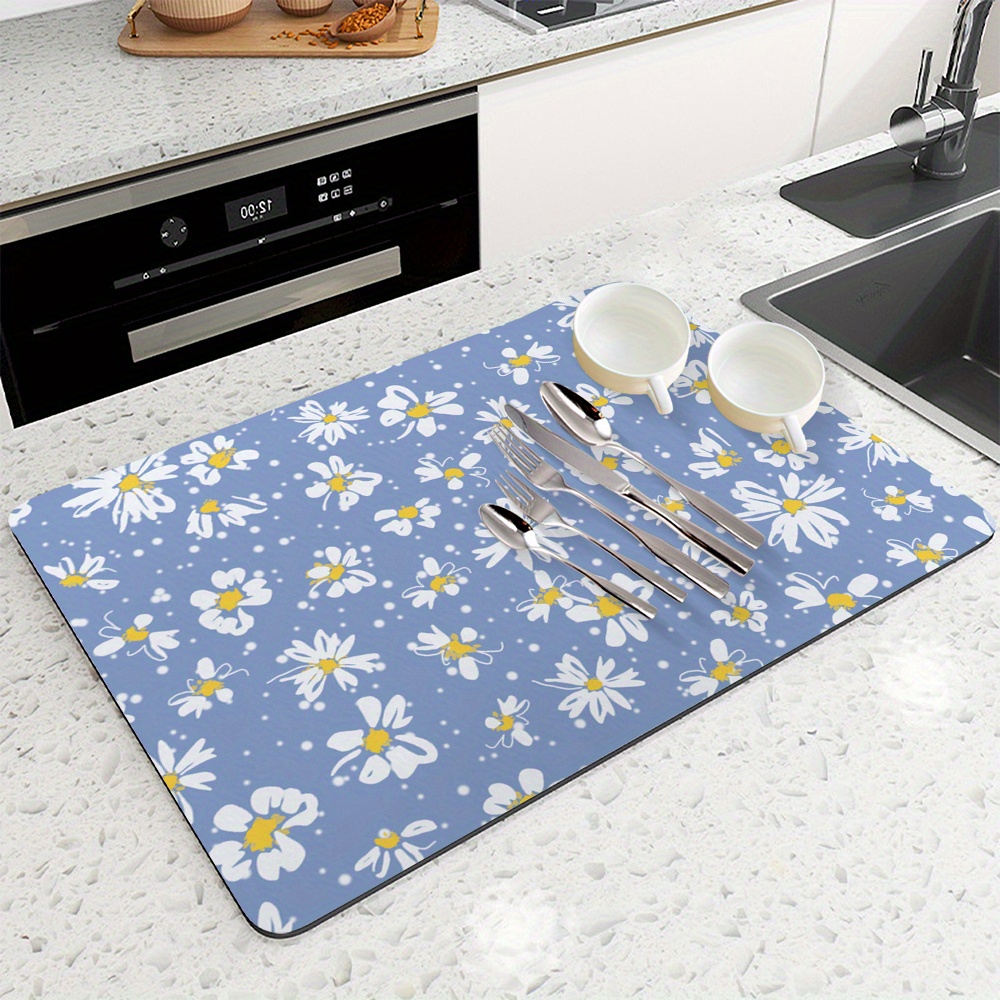 Rubber Dish Drying Pad Kitchen Countertop Absorbent Pad Oil - Temu ...