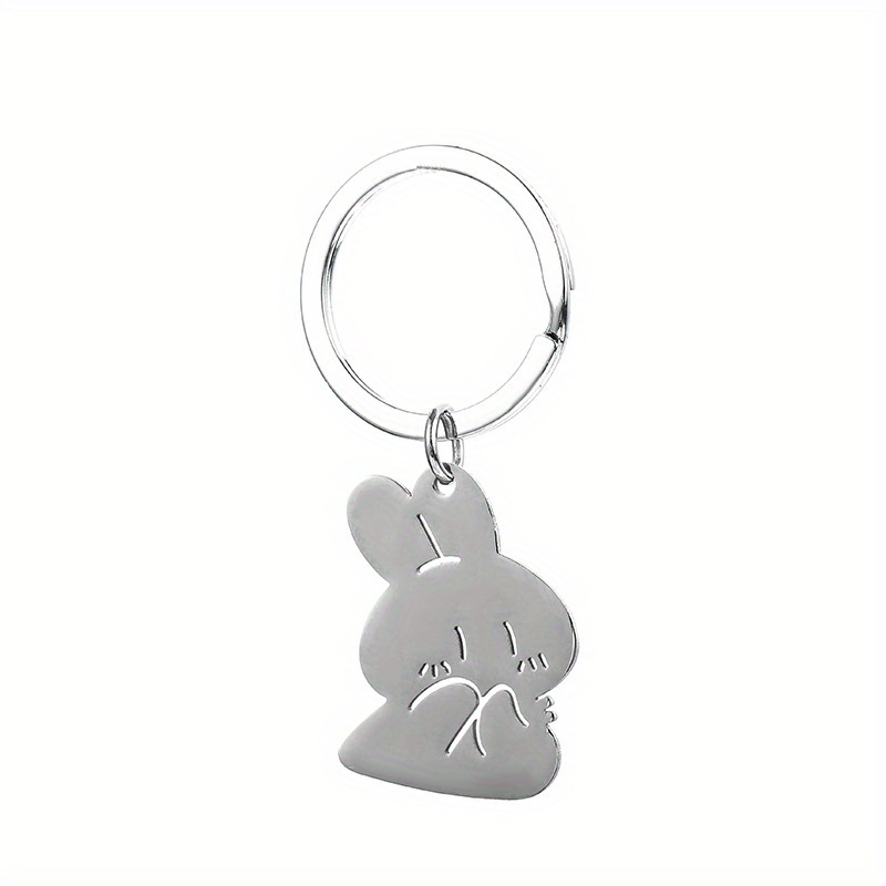 Rabbit Carrot Stainless Steel Keychain For Men, Cute Cartoon Couple ...