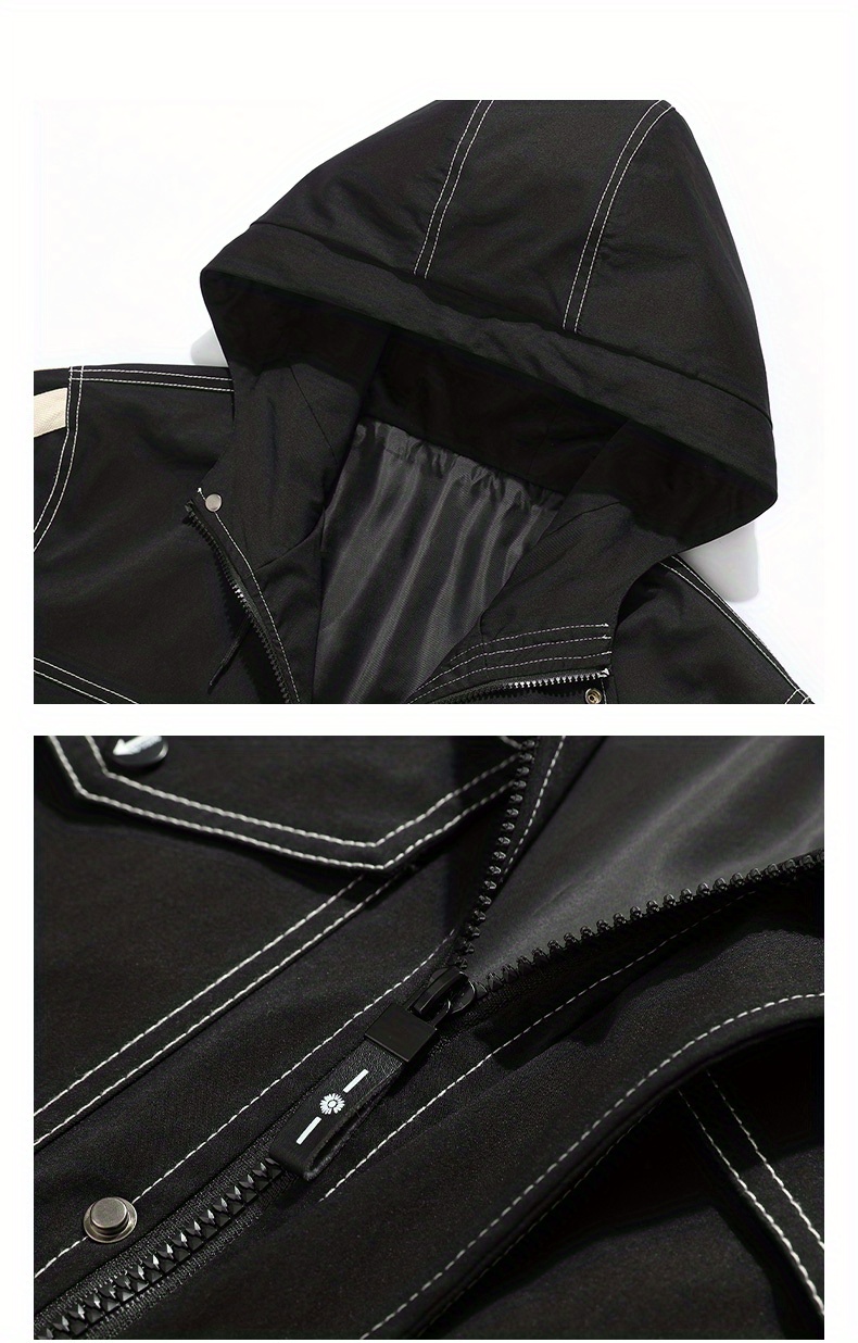 Plus Size Men's Letters Print Hooded Jacket Oversized Loose - Temu