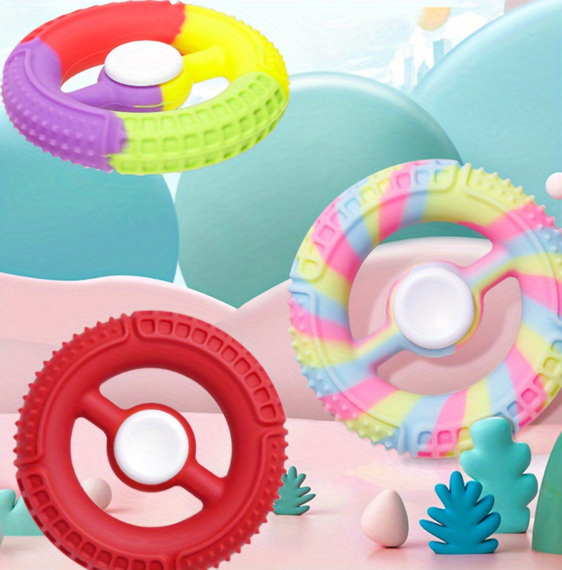 Round Rotating Fidget Fluorescent Gyro Toy Silicone Grip - Temu Philippines