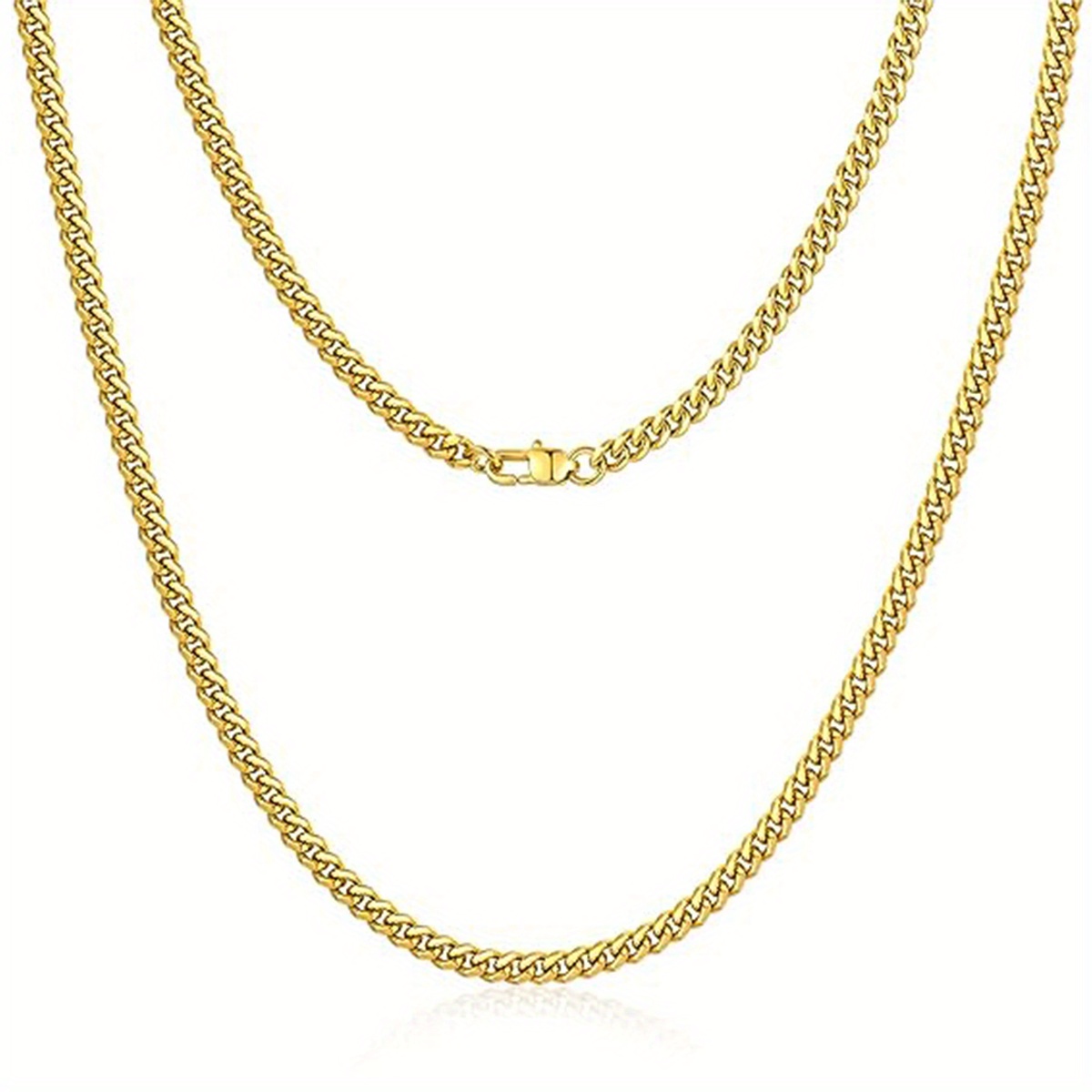 Men's Miami Cuban Link Chain Necklace Golden Chain Men Women - Temu ...