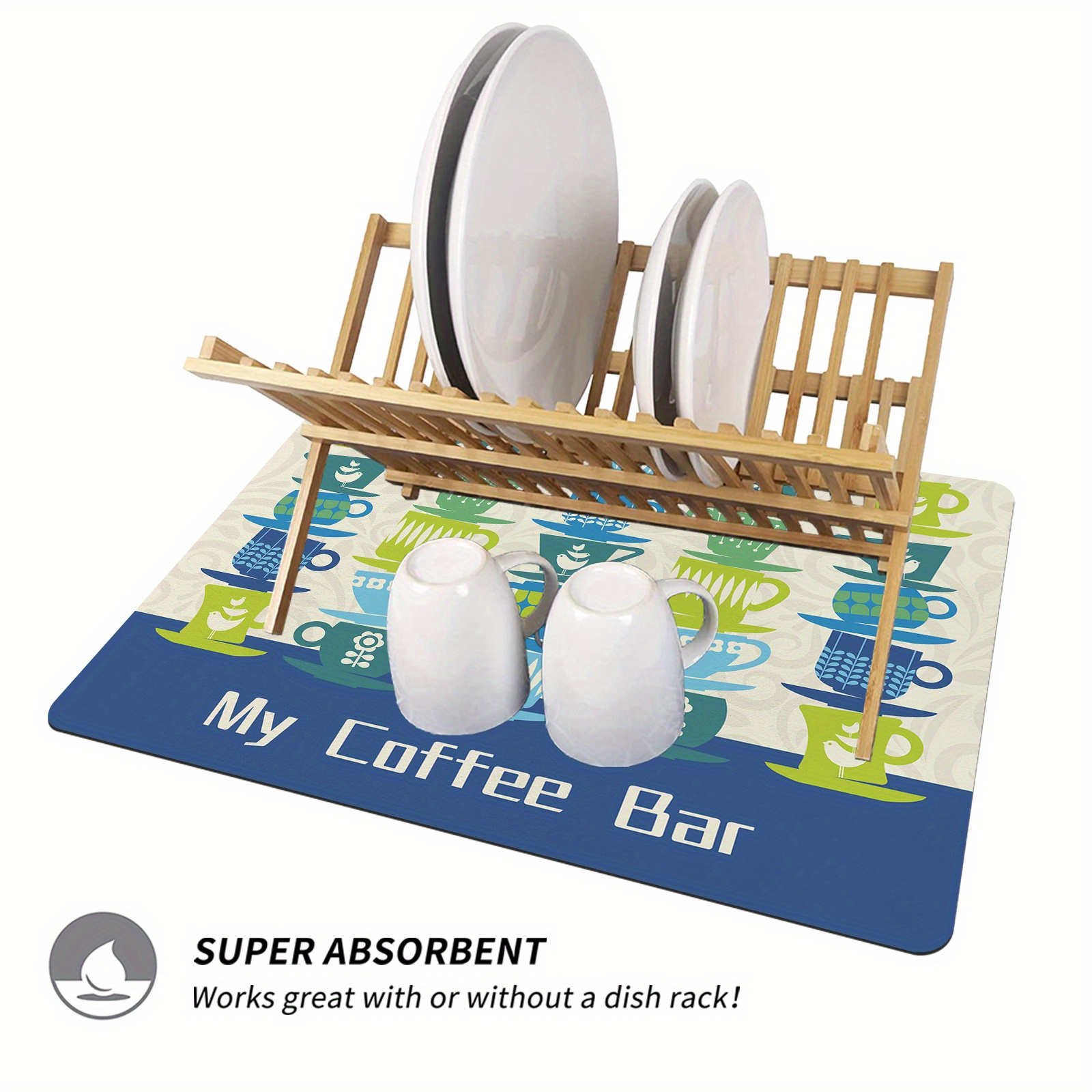 Dish Drying Mat Coffee Cup Printed Table Pad Household - Temu Canada