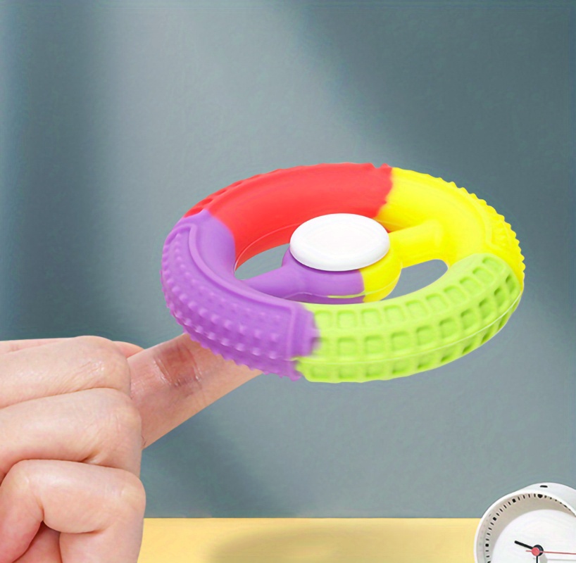 Round Rotating Fidget Fluorescent Gyro Toy Silicone Grip - Temu Philippines