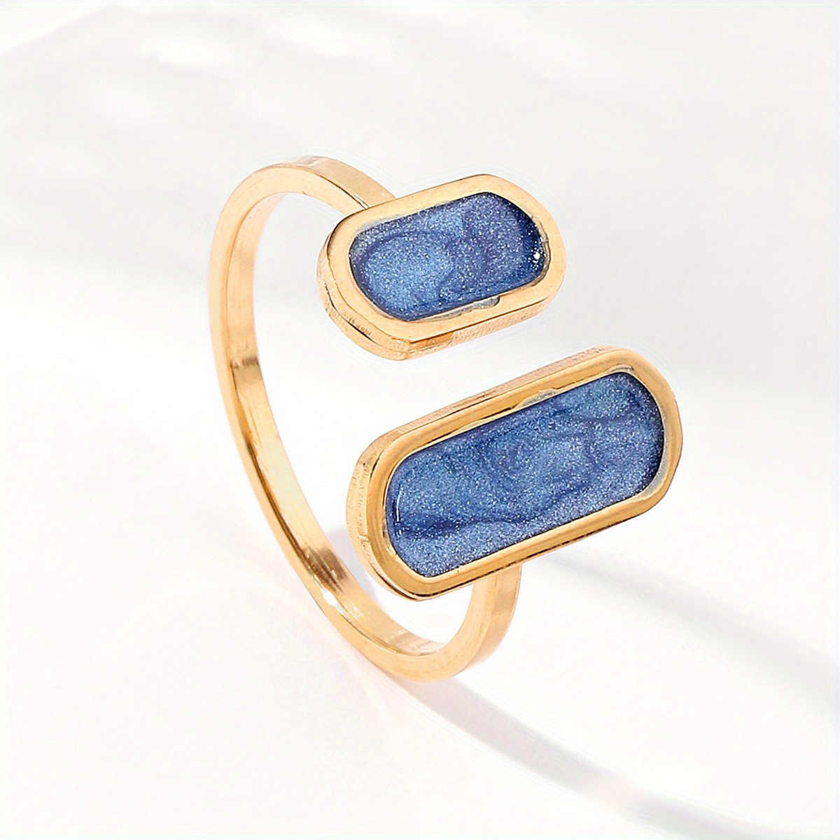 An Open Ring A Golden Geometric Shape Double Ring Surface. - Temu ...