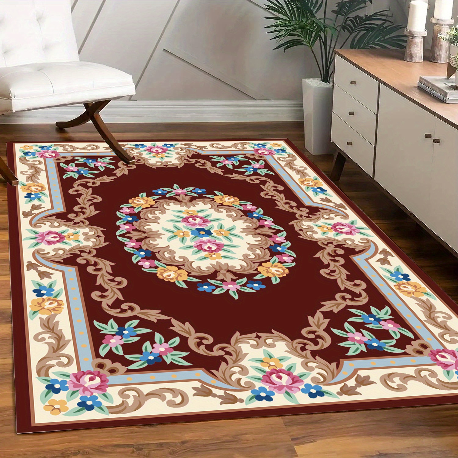 Bohemian Style Area Rug Cartoon Flower Motif Carpet Non slip - Temu ...