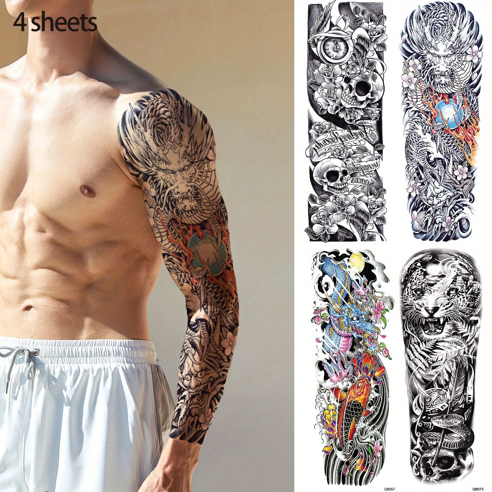 Full Arm Temporary Tattoo Tattoo Stickers Long Lasting - Temu Ireland