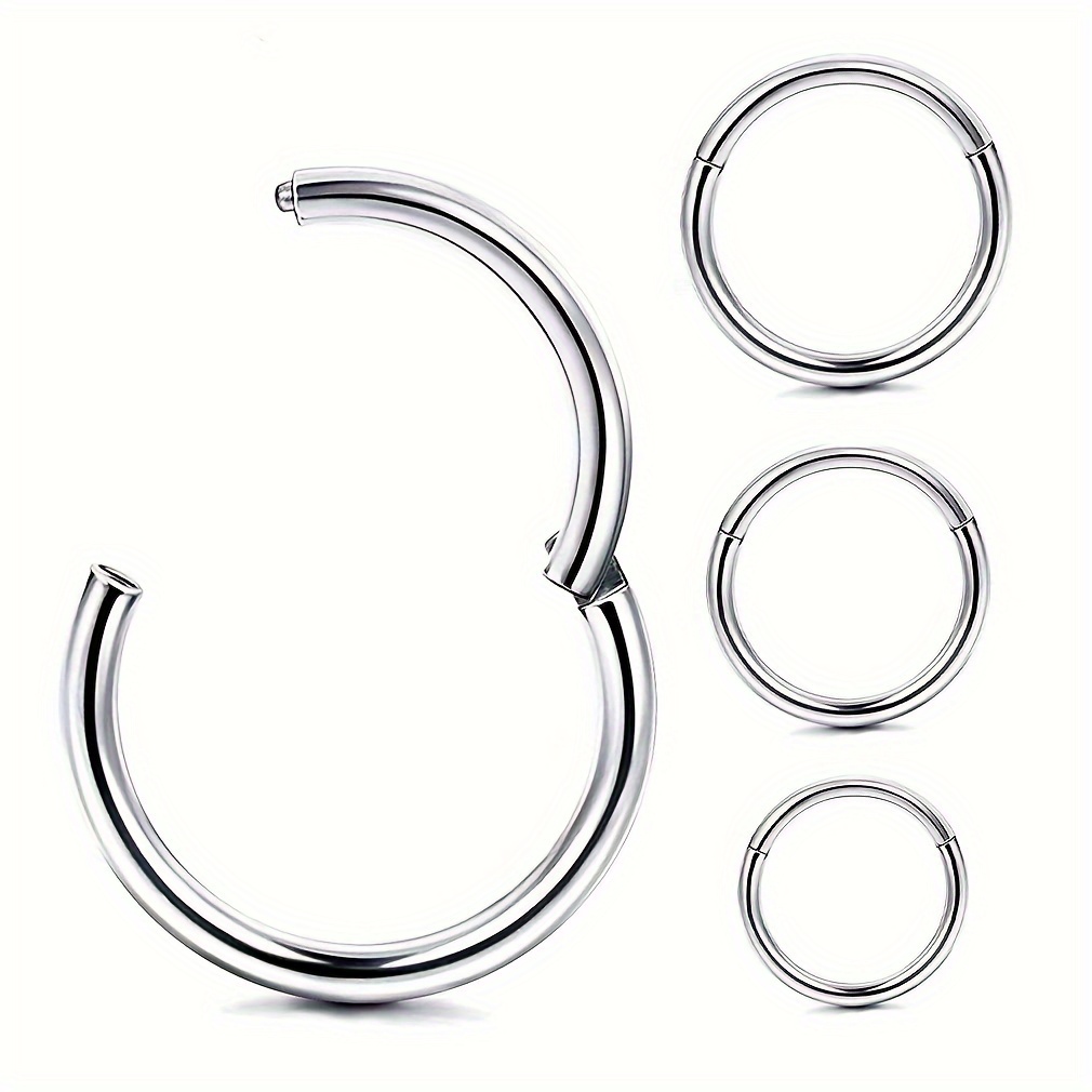 Simple Stainless Steel Seamless Hoop Nose Ring Piercing Ring - Temu ...