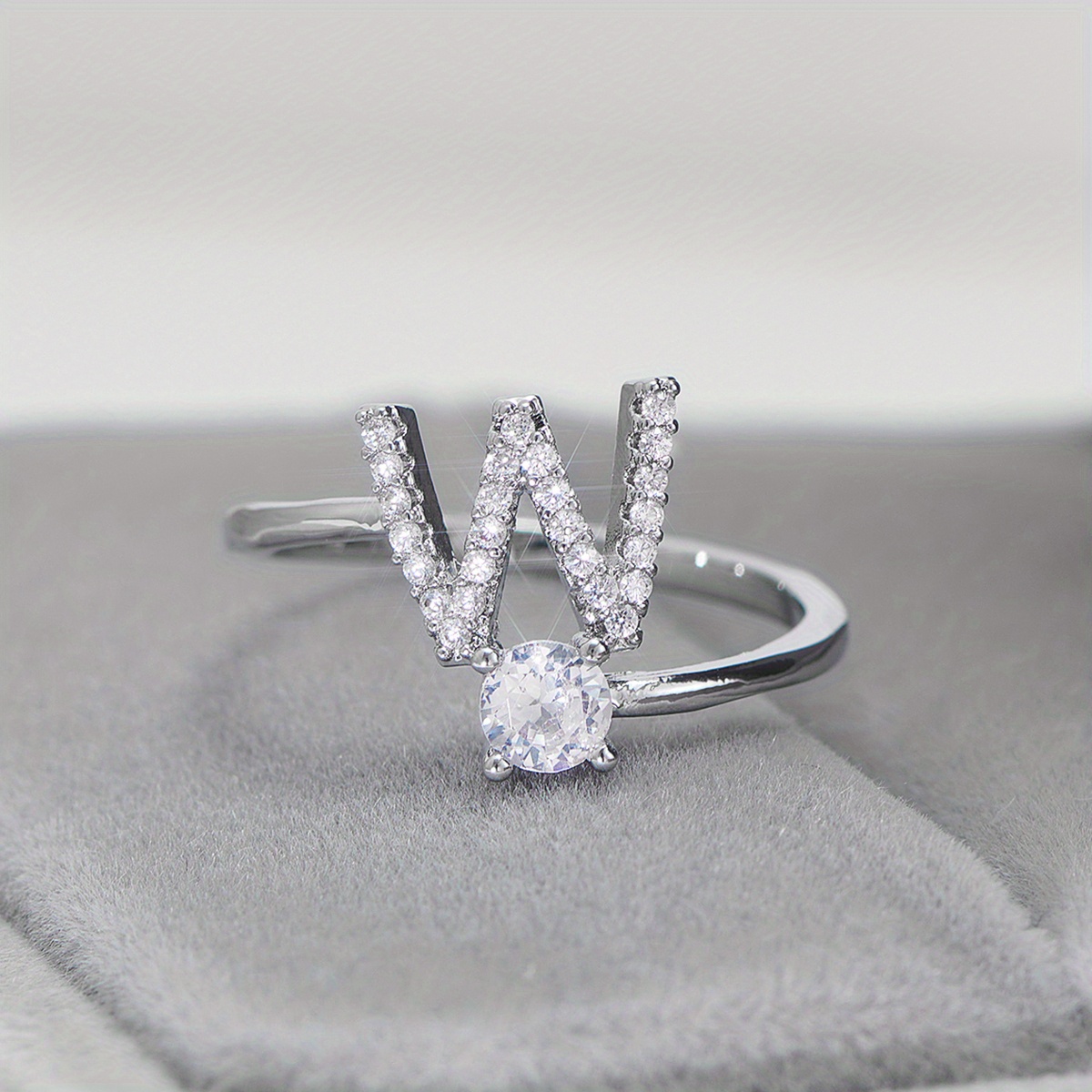 Chic Letter Wrap Ring Got An Alphabet Choose Paved Shining - Temu ...