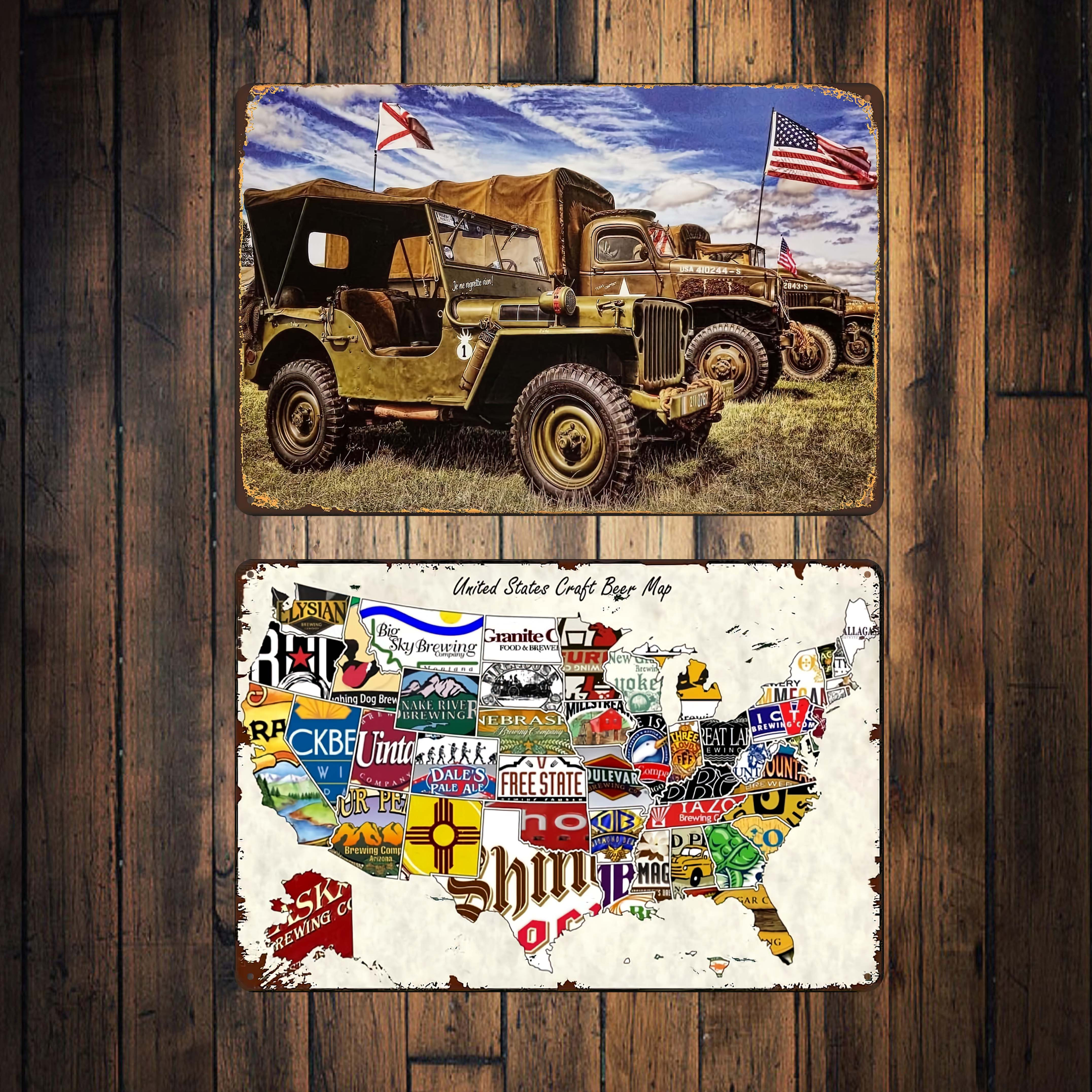 1pc Vintage Metal Aluminum Signs Vintage Signs Military Vehicle ...