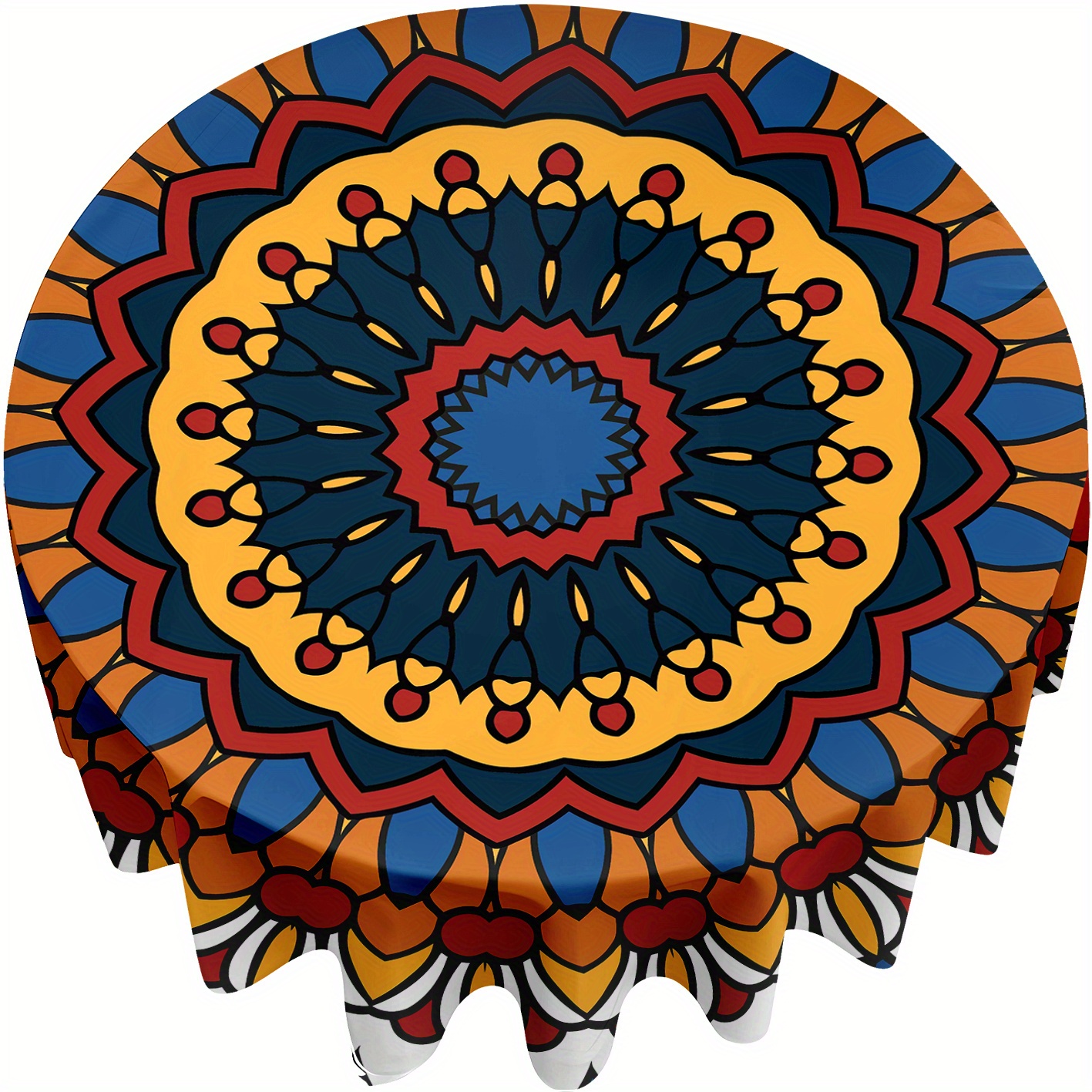 mandala round tablecloth colorful circular patio dining - Temu Canada