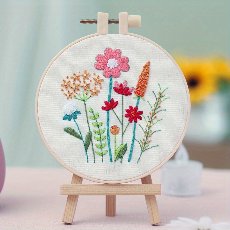 Plant Flower Embroidery Handmade Diy Material Package - Temu Canada