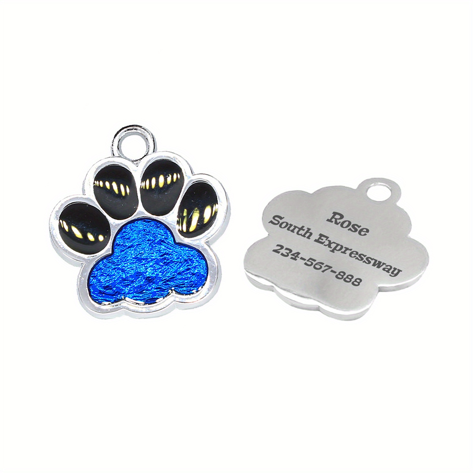 Custom Colorblock Dog Paw Print Pet Tag Personalized Dogs - Temu United ...