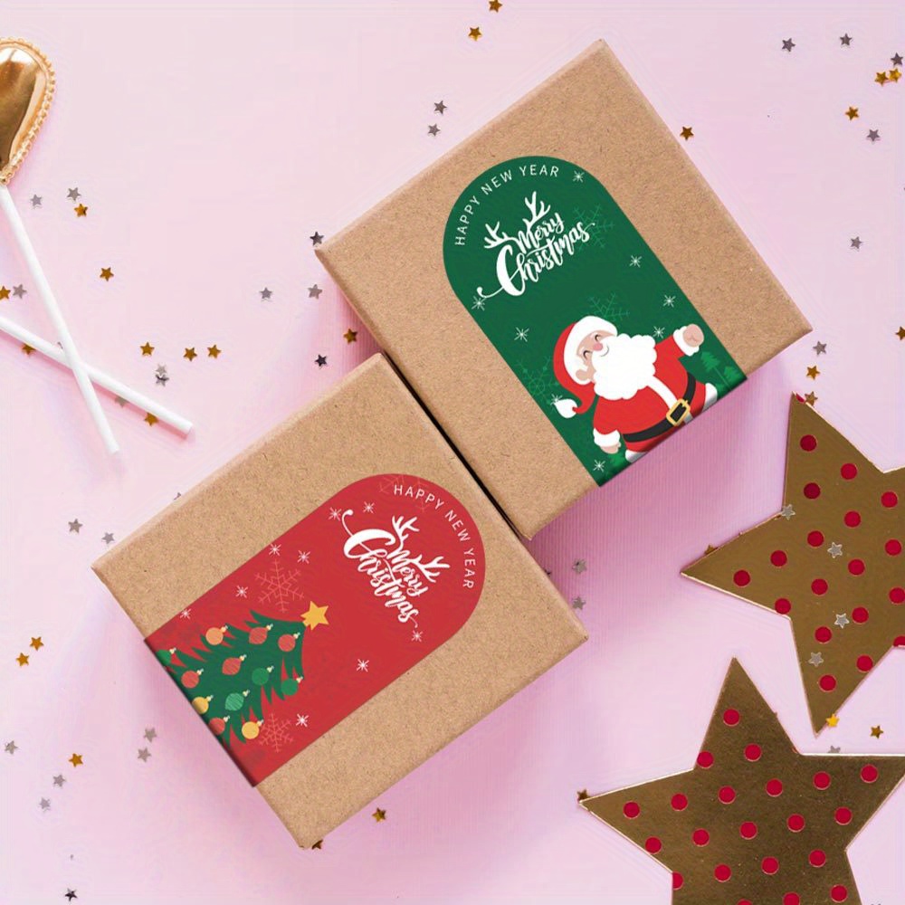 Red Christmas Stickers Christmas Tree Santa - Temu