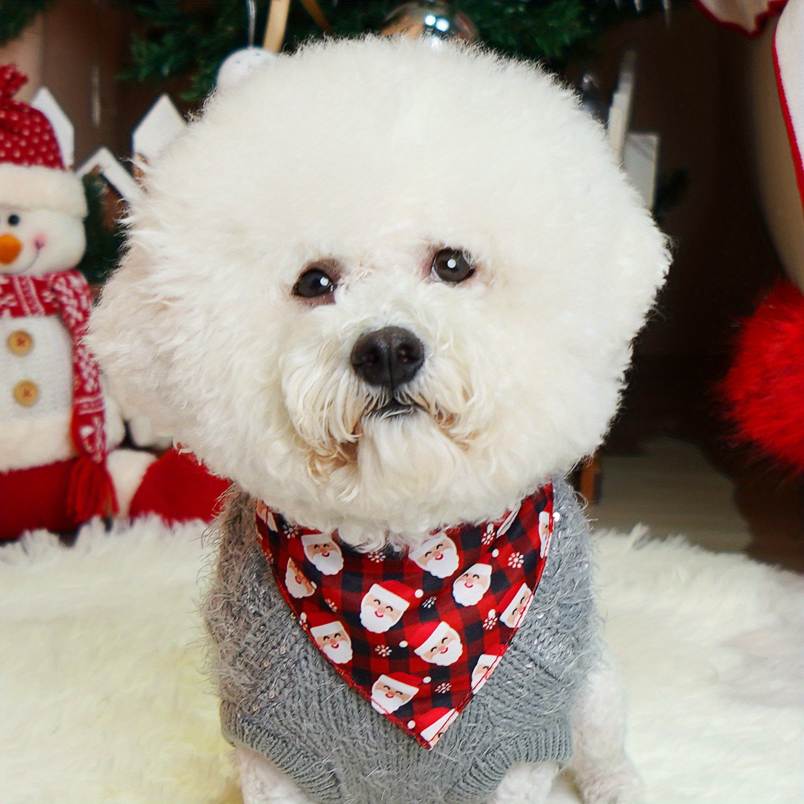 クリスマス犬首輪 クリスマス犬ギフト 犬首輪三角スカーフ サンタクロース柄の調節可能な犬首輪 Temu Japan