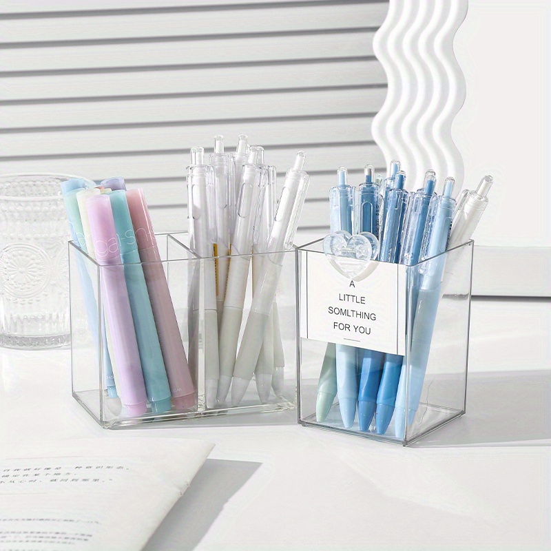 1 Transparent Acrylic Pen Holder Desktop Stationery Storage - Temu