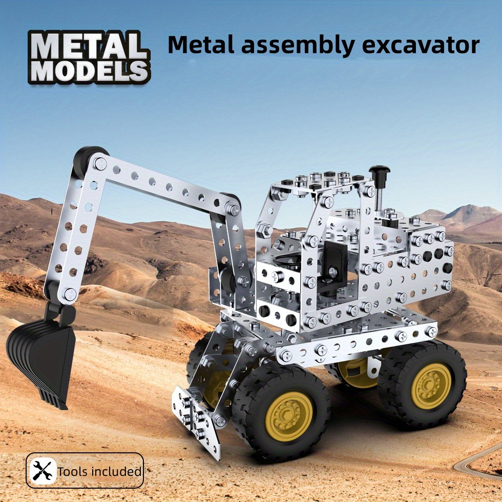 Metal Model Excavators Forklift Toys Puzzle Diy Construction - Temu
