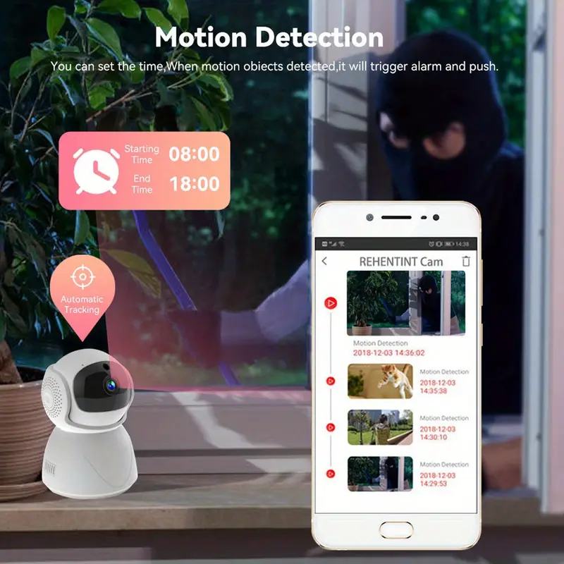 고화질 Wifi 카메라 고화질 야간 비전 모션 감지 음성 대화 기능 가정 안전 모니터링용 Sd 카드 없음 Temu