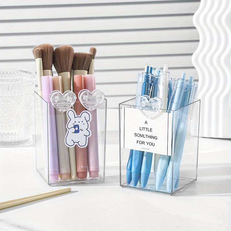 1 Transparent Acrylic Pen Holder Desktop Stationery Storage - Temu