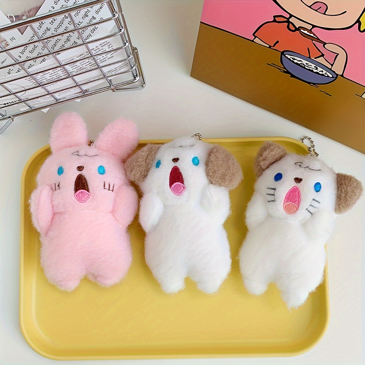 Cute Cat Rabbit Keychain Kawaii Small Cartoon Doll Key Chain Pendant ...