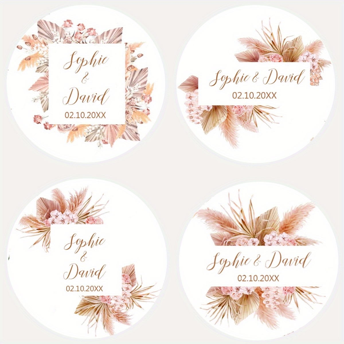 Pampas Grass Wedding Sticker Customize Wedding Labels - Temu Canada