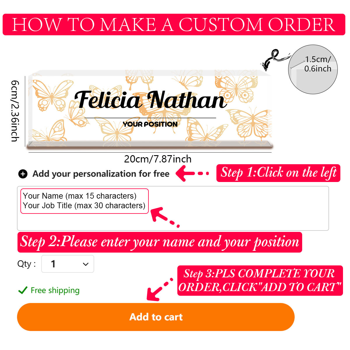 Desk Name Plate Personalized Custom Acrylic Name Plates Desk - Temu Canada