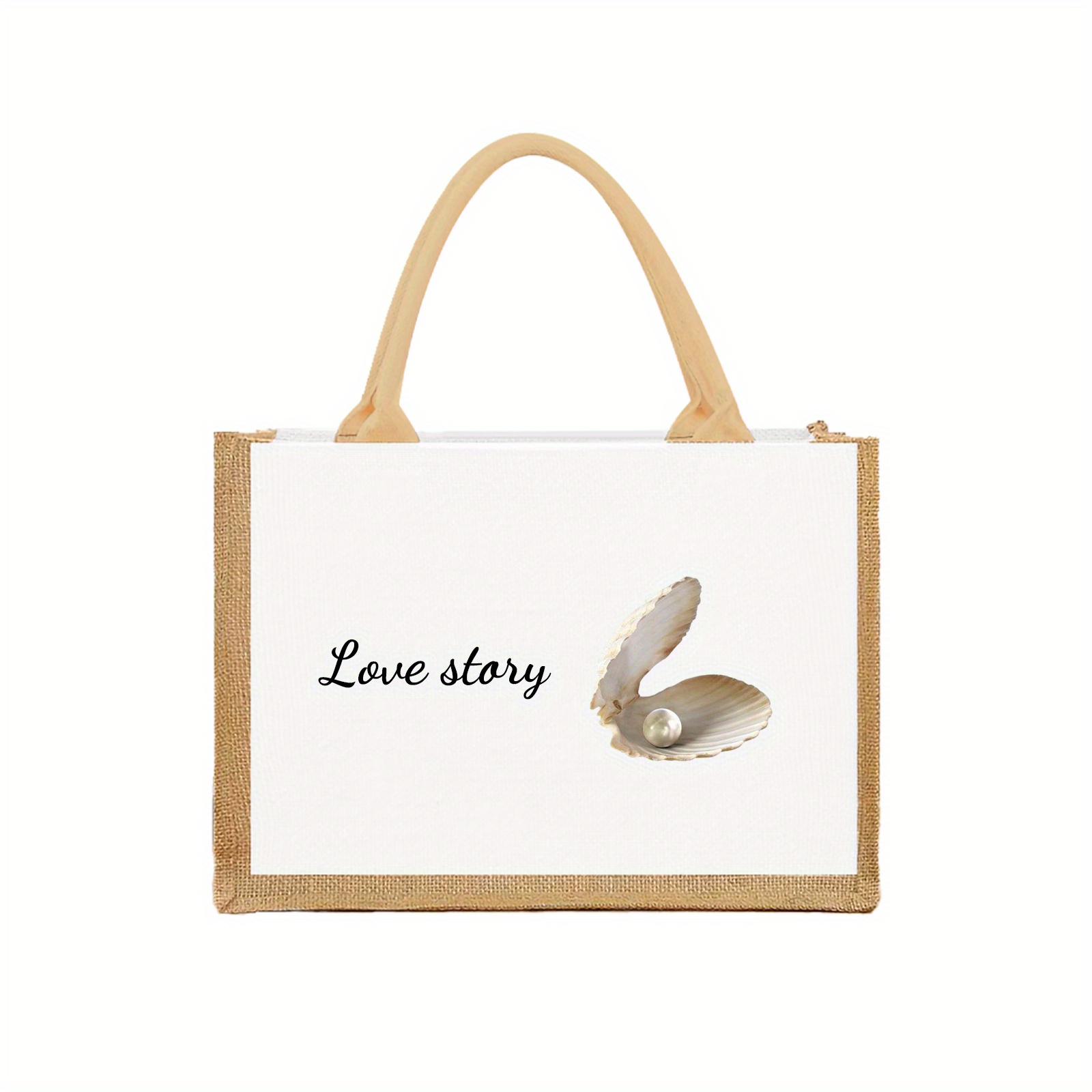 Men's Customized Pearl Canvas Tote Bag Name - Temu Canada