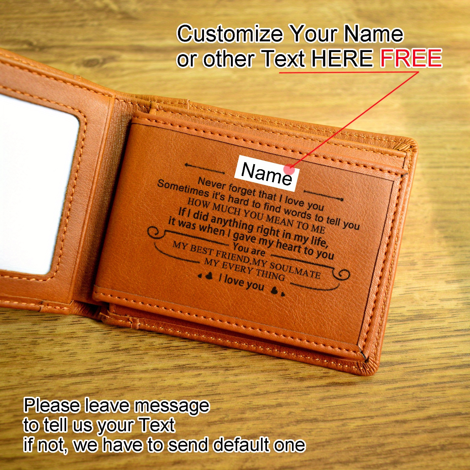 1pc Mens Custom Personalized Rfid Wallet Vintage Slim Multi Function Id ...