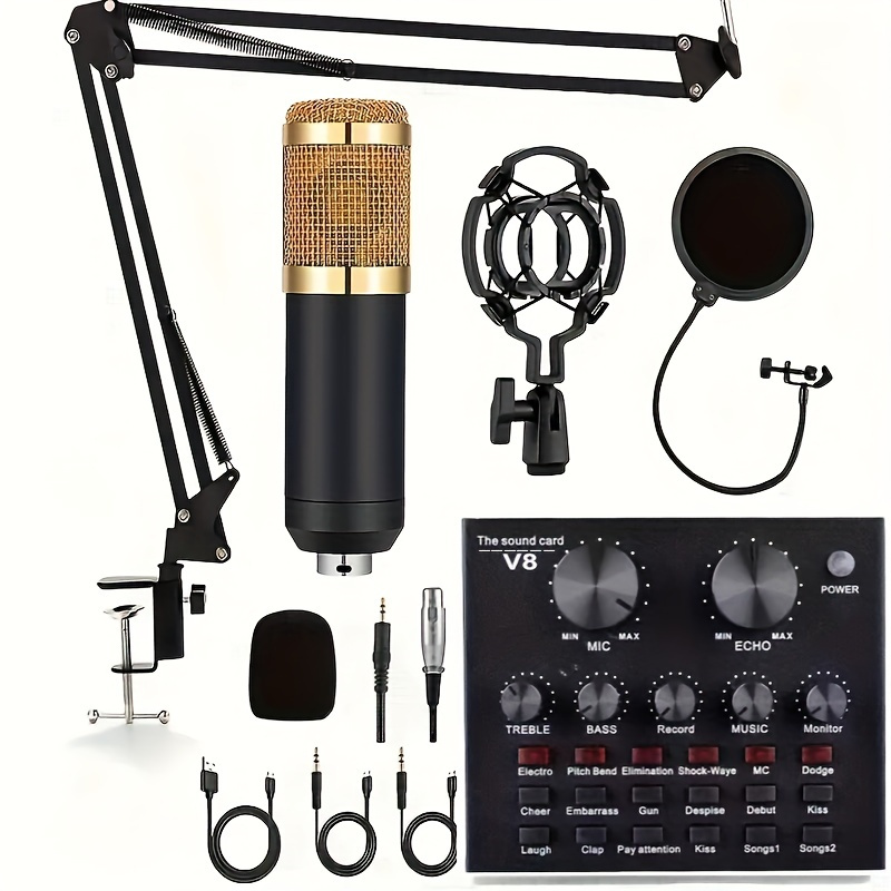 V8s Sound Card V8 Plus Sound Card BM800 Condenser Live Microphone Kit For Youtube Tiktok Live ...