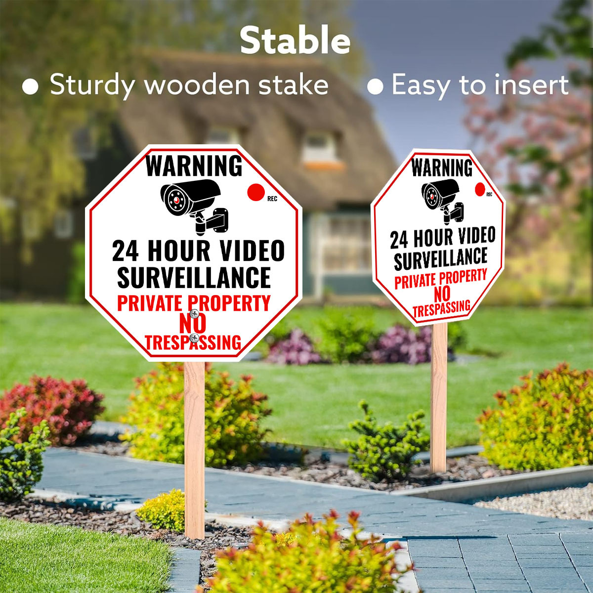 Wooden Security Yard Sign Stake 24 hour Video - Temu