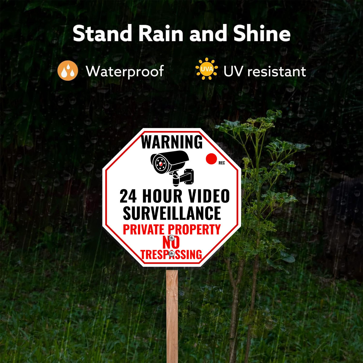 Wooden Security Yard Sign Stake 24 hour Video - Temu