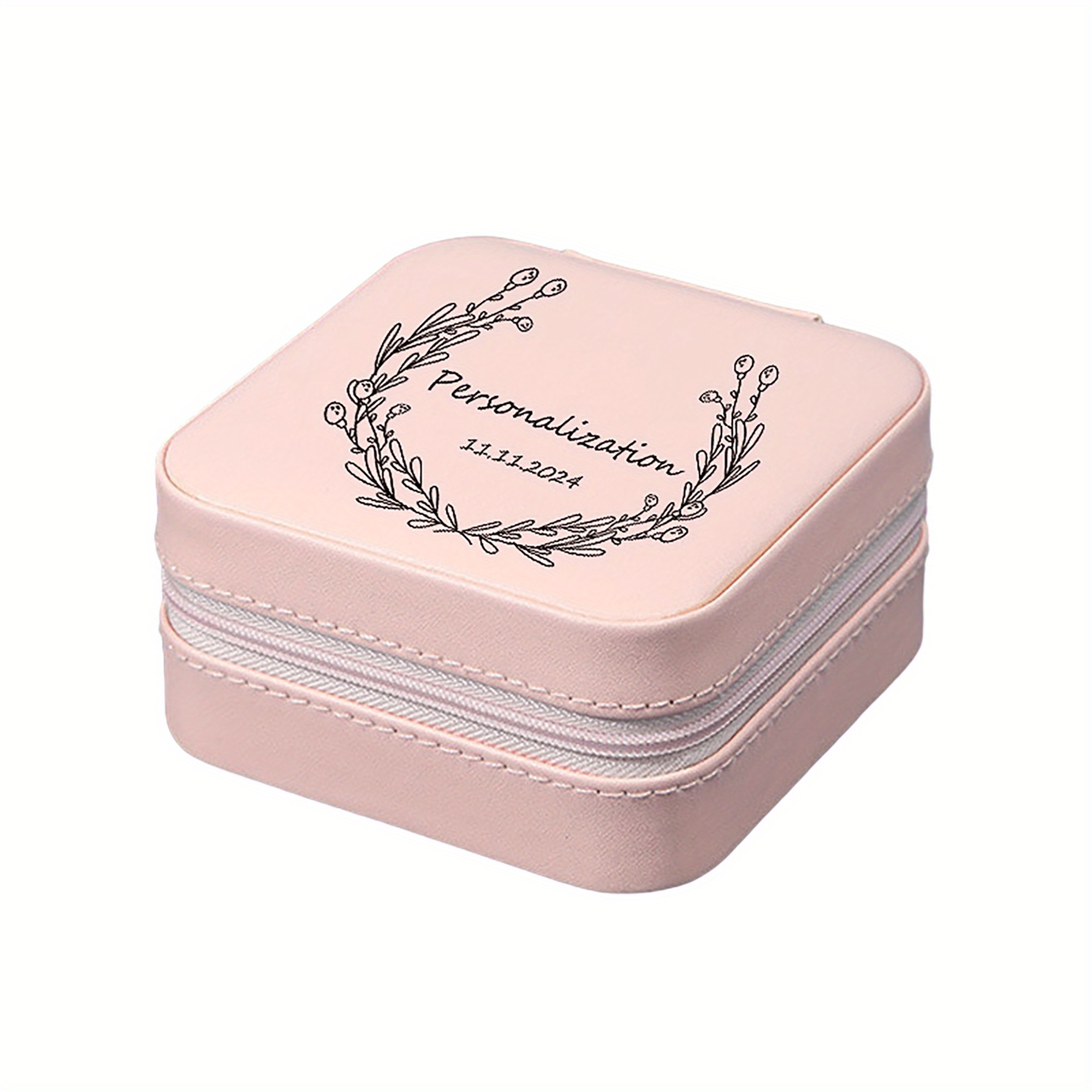 Mini Solid Color Pattern Square Jewelry Box Zipper - Temu Australia