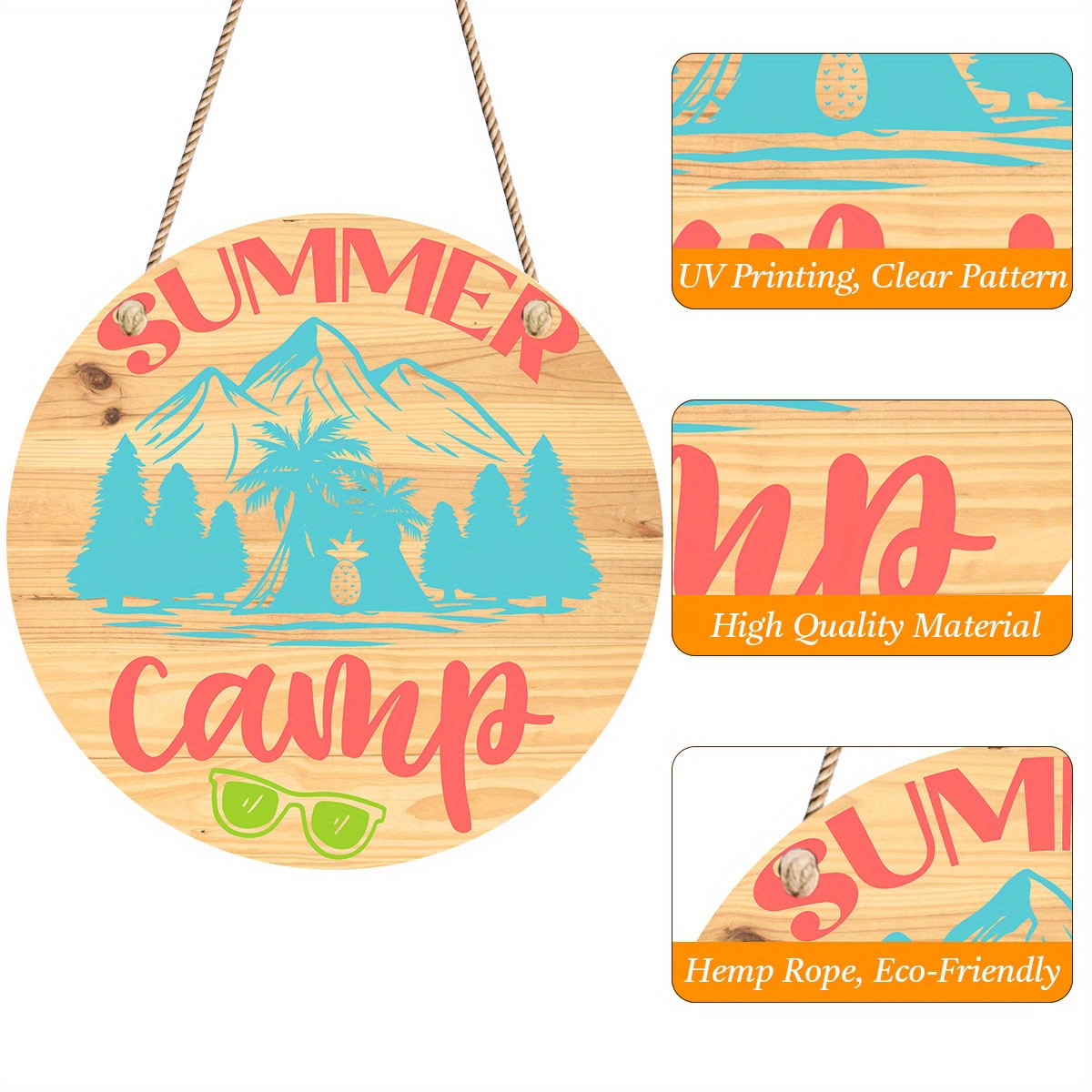 Summer Wooden Sign Wall Art Hanging Signs Outdoor Decoration - Temu United