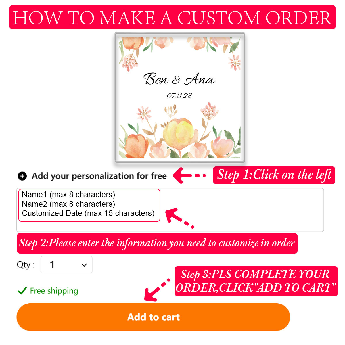 Personalized Floral Acrylic Coaster Wedding Message - Temu Australia