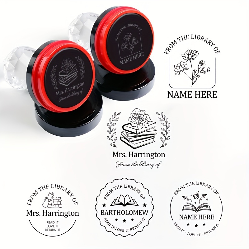 Customizable Book Stamp Ink Set Transparent Handle Gift Joy - Temu Canada