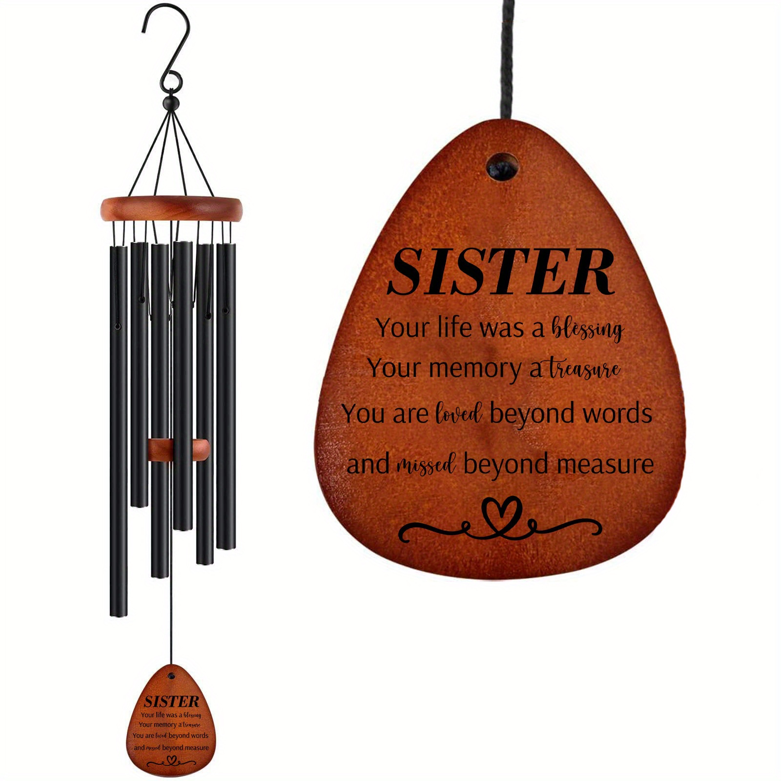 Sisterly Love Memorial Wind Chime Wooden Metal Versatile - Temu Australia