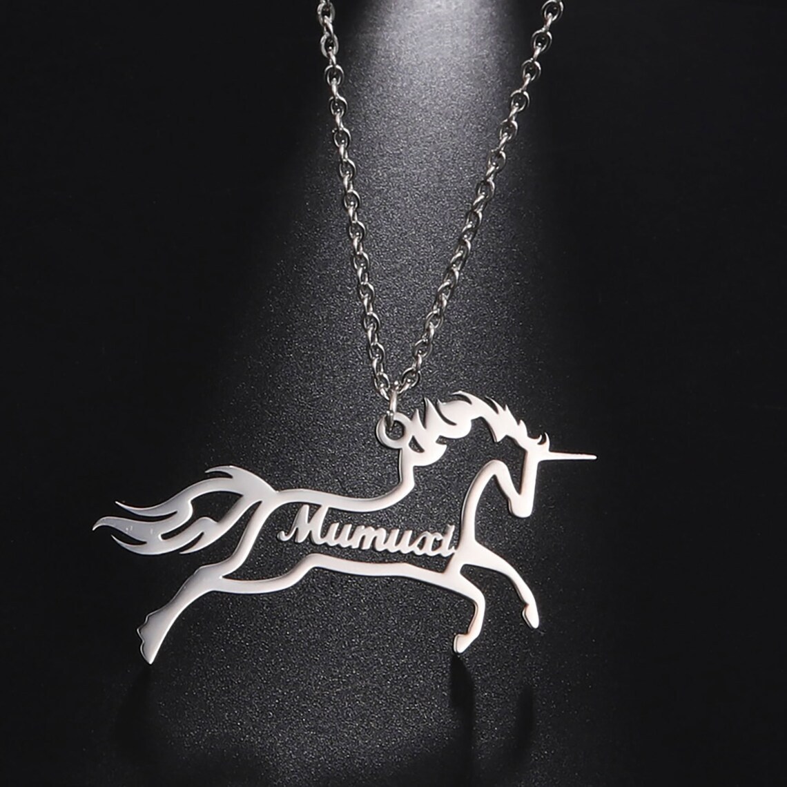 Personalized Custom Unicorn Name Nameplate Necklace - Temu United Kingdom