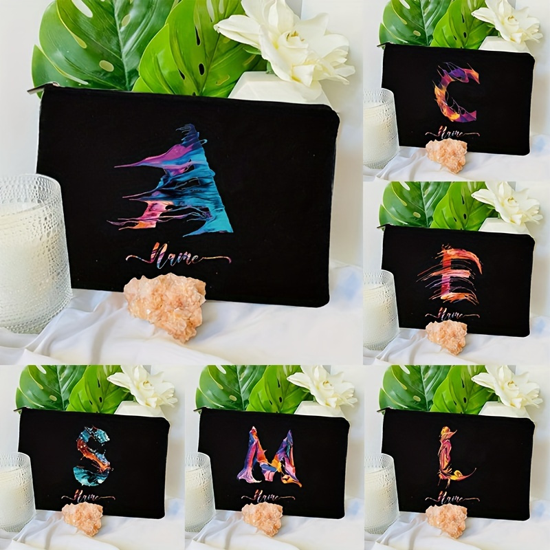 Custom Name 26 Initials Flower Cosmetic Bag A z Letter - Temu United ...